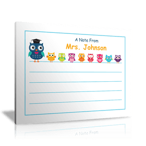 Teacher Gift Notepads: Colorful Owls | PrintPPS.com®