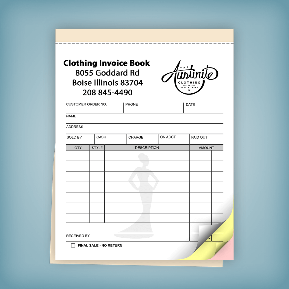 Clothing Sales Receipt Forms: 4.25” x 5.5” | PrintPPS.com®