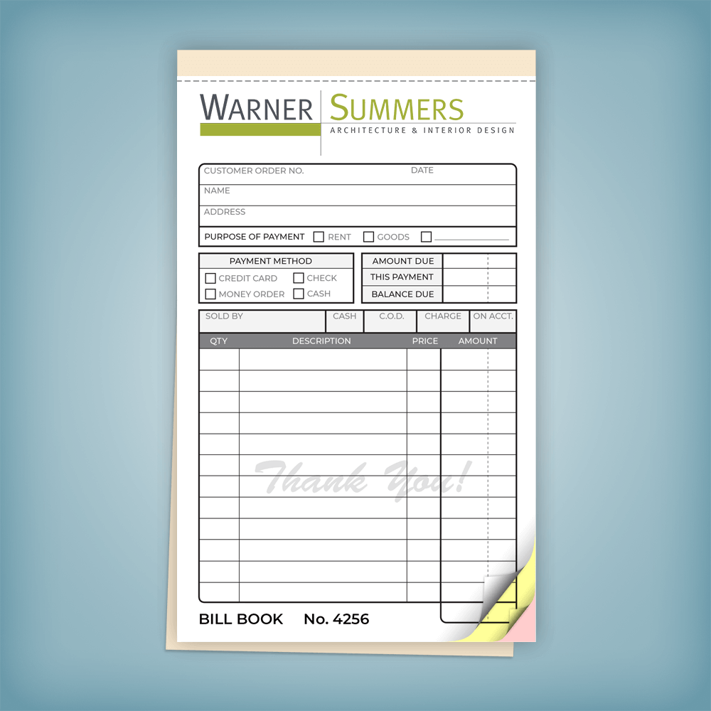 Custom Bill Books: 4.25” x 7” | PrintPPS.com®