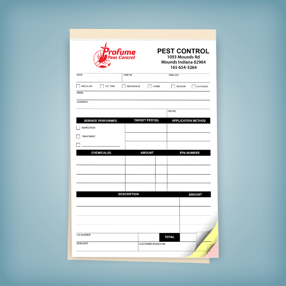 Pest Control Invoice Forms: 5.5” x 8.5” | PrintPPS.com®