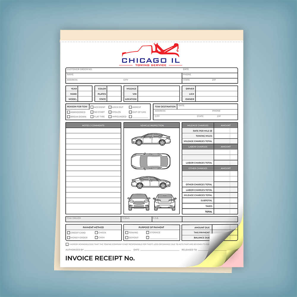 Towing Receipt Forms: 8.5” x 11” | PrintPPS.com®