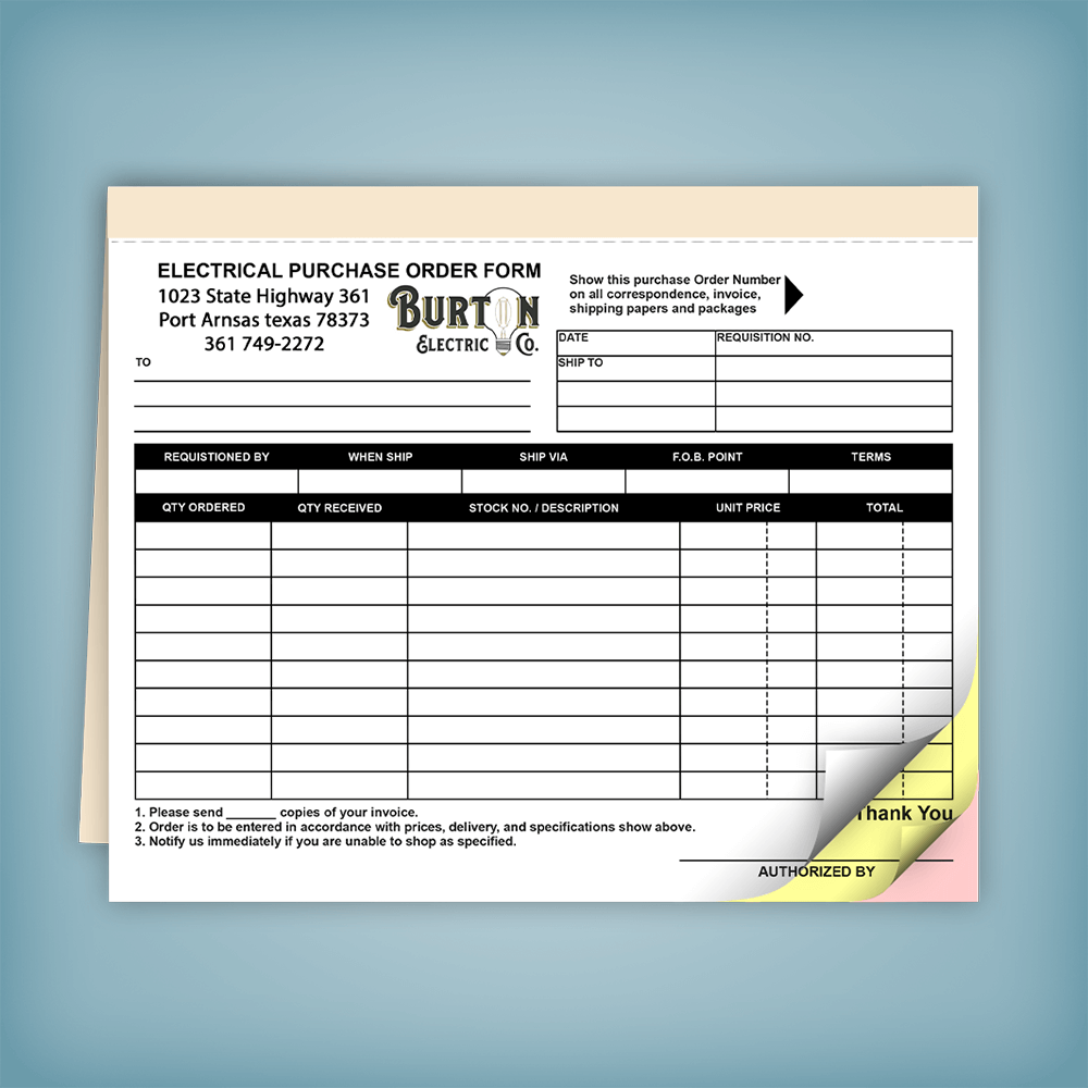 Electrical Invoice Form Books: 8.5” x 7” | PrintPPS.com®