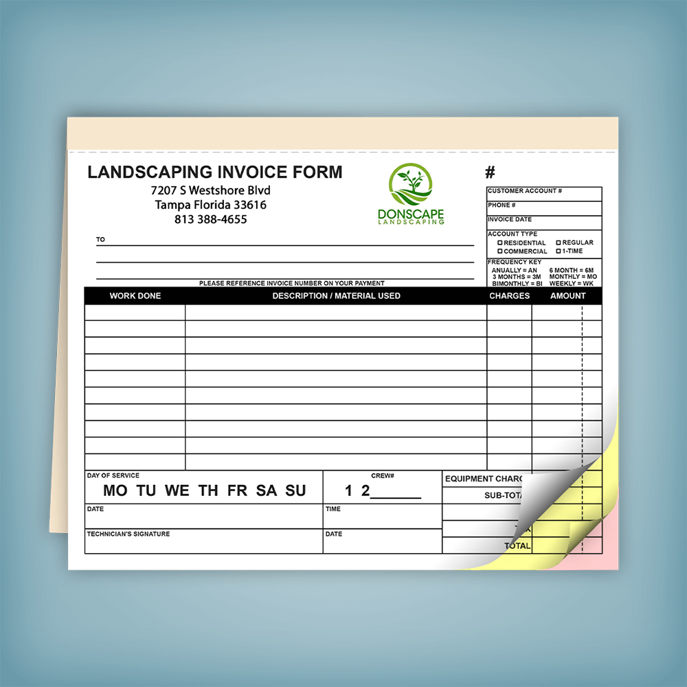 Landscaping Invoice Forms: 8.5” x 7” | PrintPPS.com®
