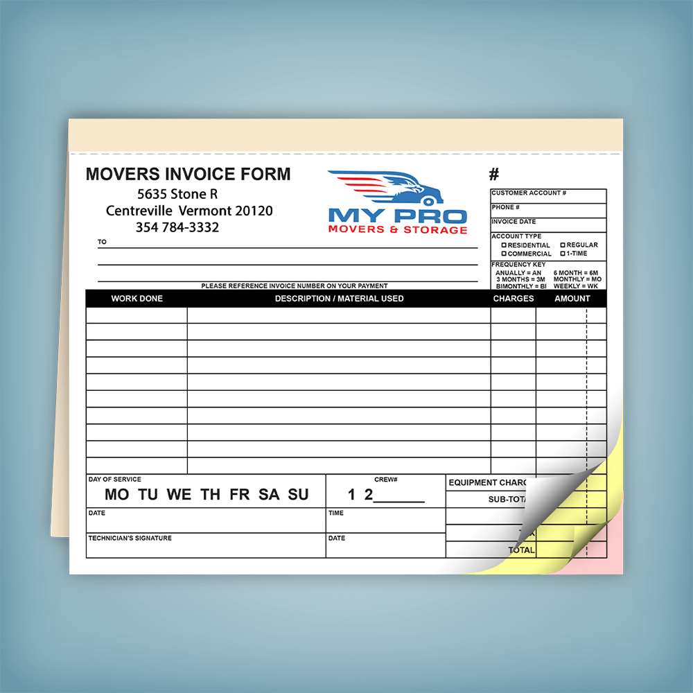 Packers/Movers Receipt Forms: 8.5” x 7” | PrintPPS.com®