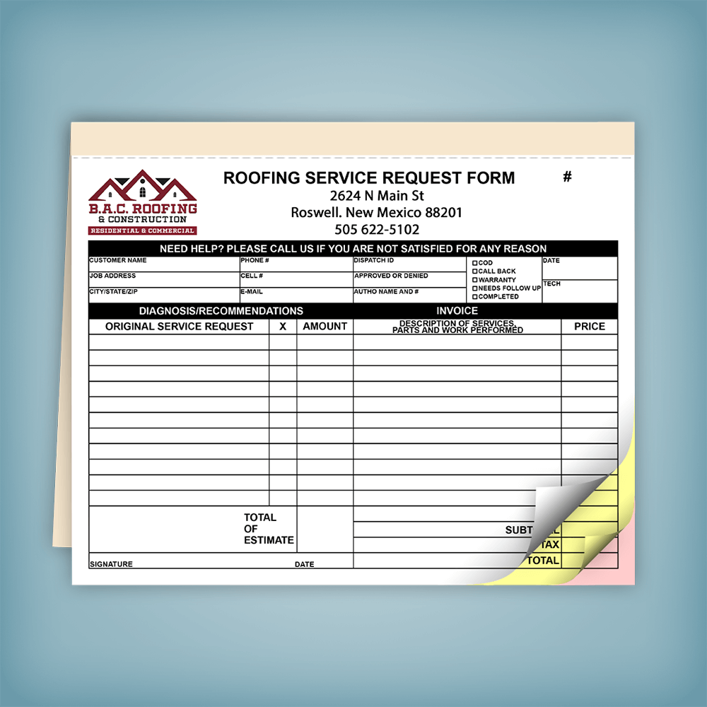 Roofing Receipt Template Roofing Invoice Template Free Download