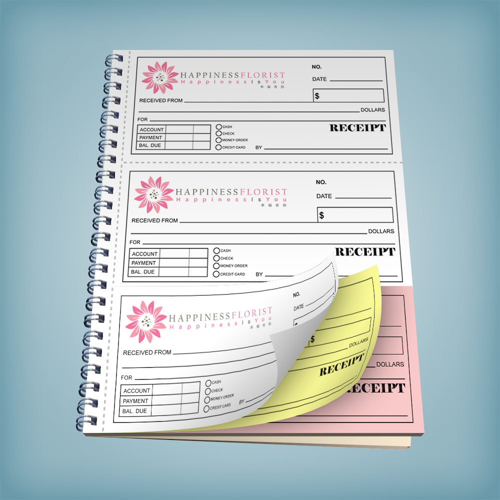 Spiral NCR Money Receipt Books: 8.5” x 7” (3 Per Page) | PrintPPS.com®