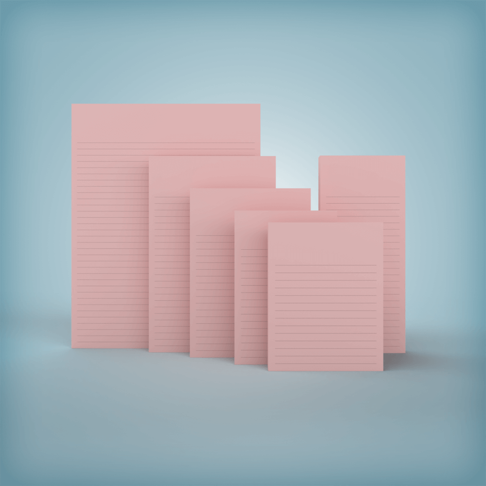 Pink Paper Notepads - With Lines | PrintPPS.com®