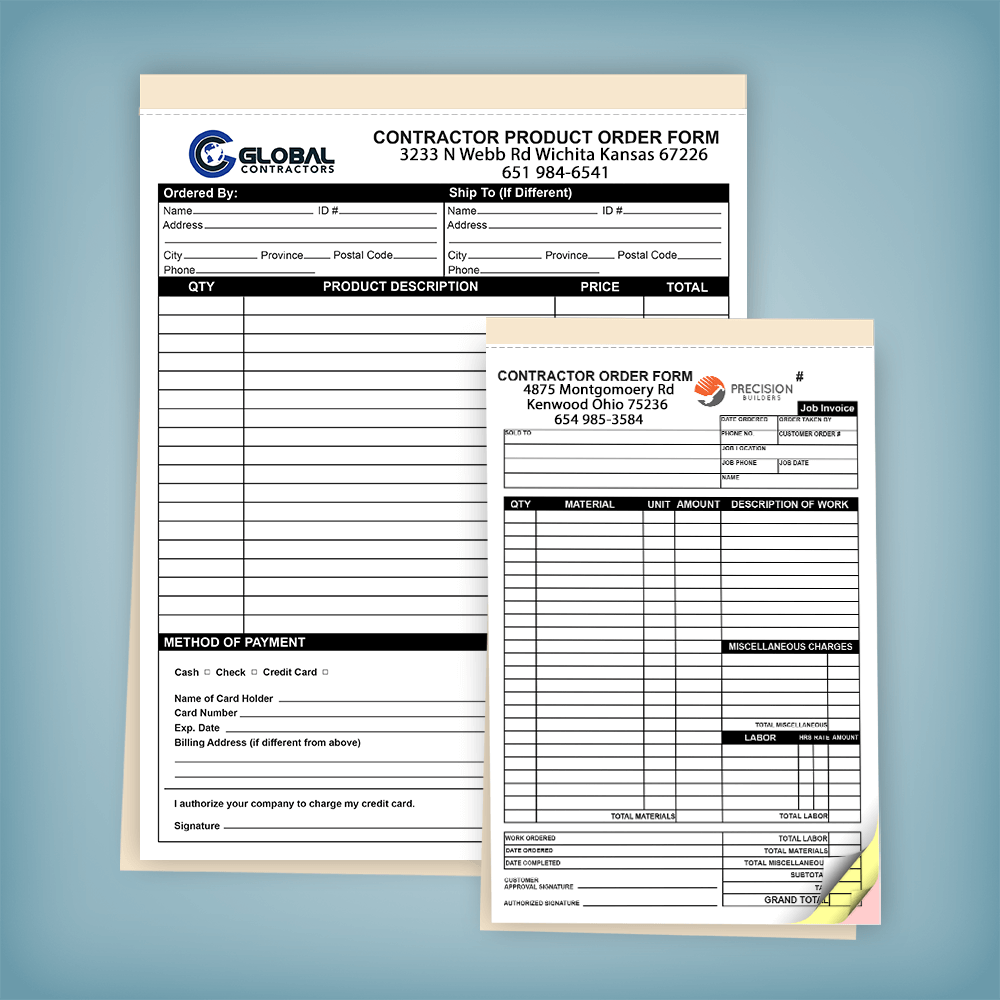 Contractor Invoice Form Books | PrintPPS.com®