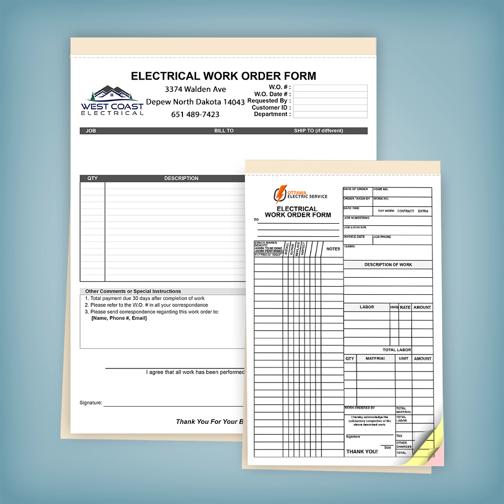 Electrical Invoice Form Books | PrintPPS.com®