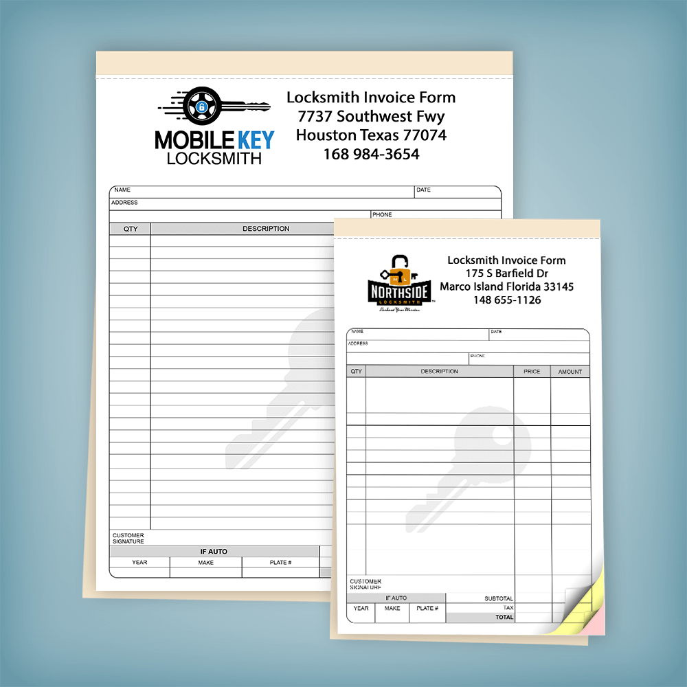 Locksmith Receipt Form Books | PrintPPS.com®