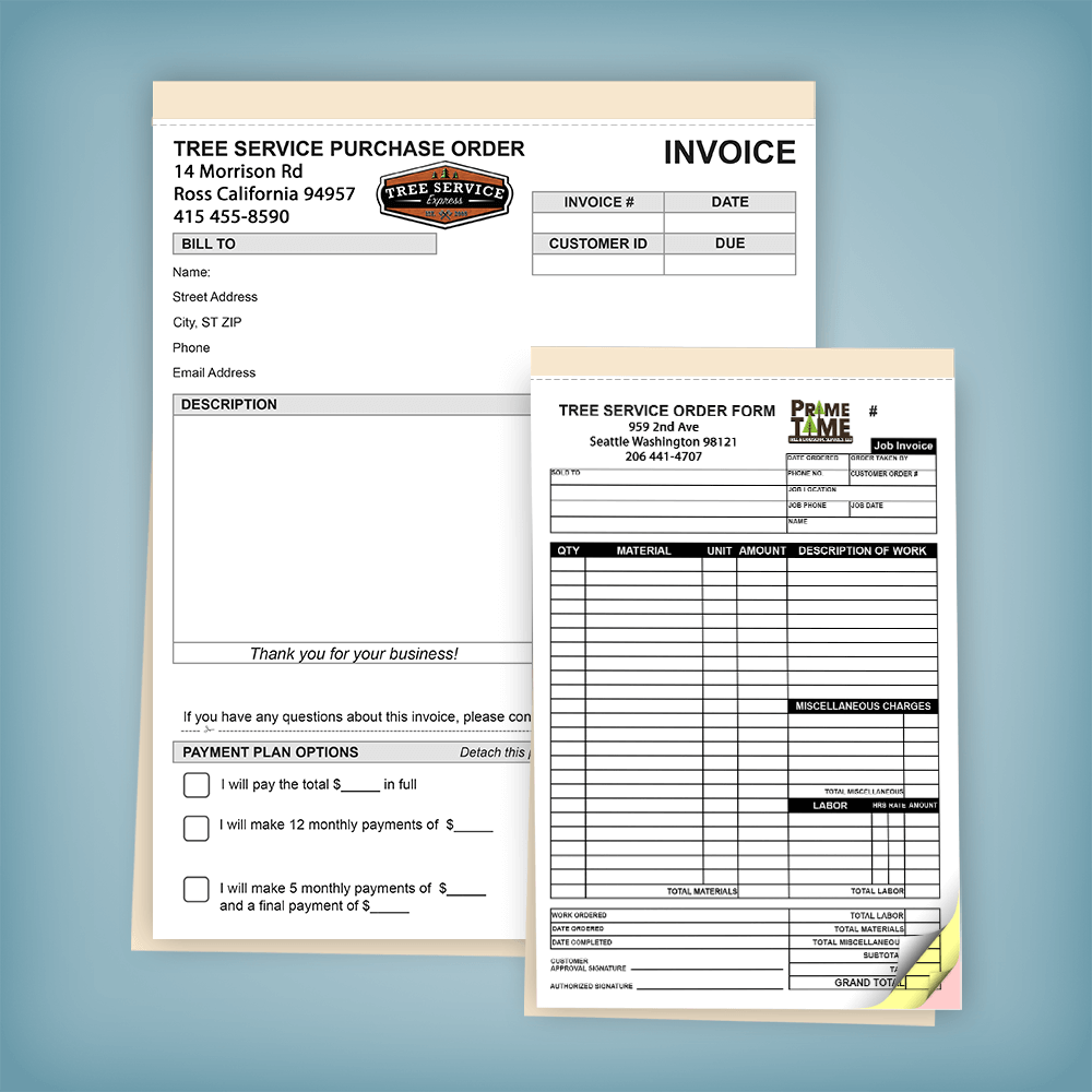 Tree Removal Invoice Form Books | PrintPPS.com®