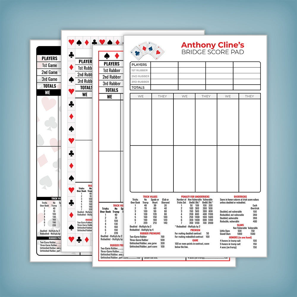Bridge Pads: Personalized Bridge Rule Pads | PrintPPS.com®
