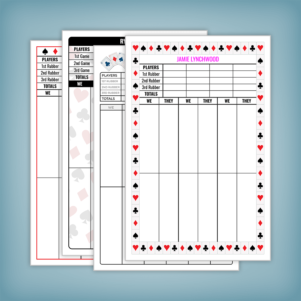 Bridge Pads: Personalized Bridge Score Pads | PrintPPS.com®