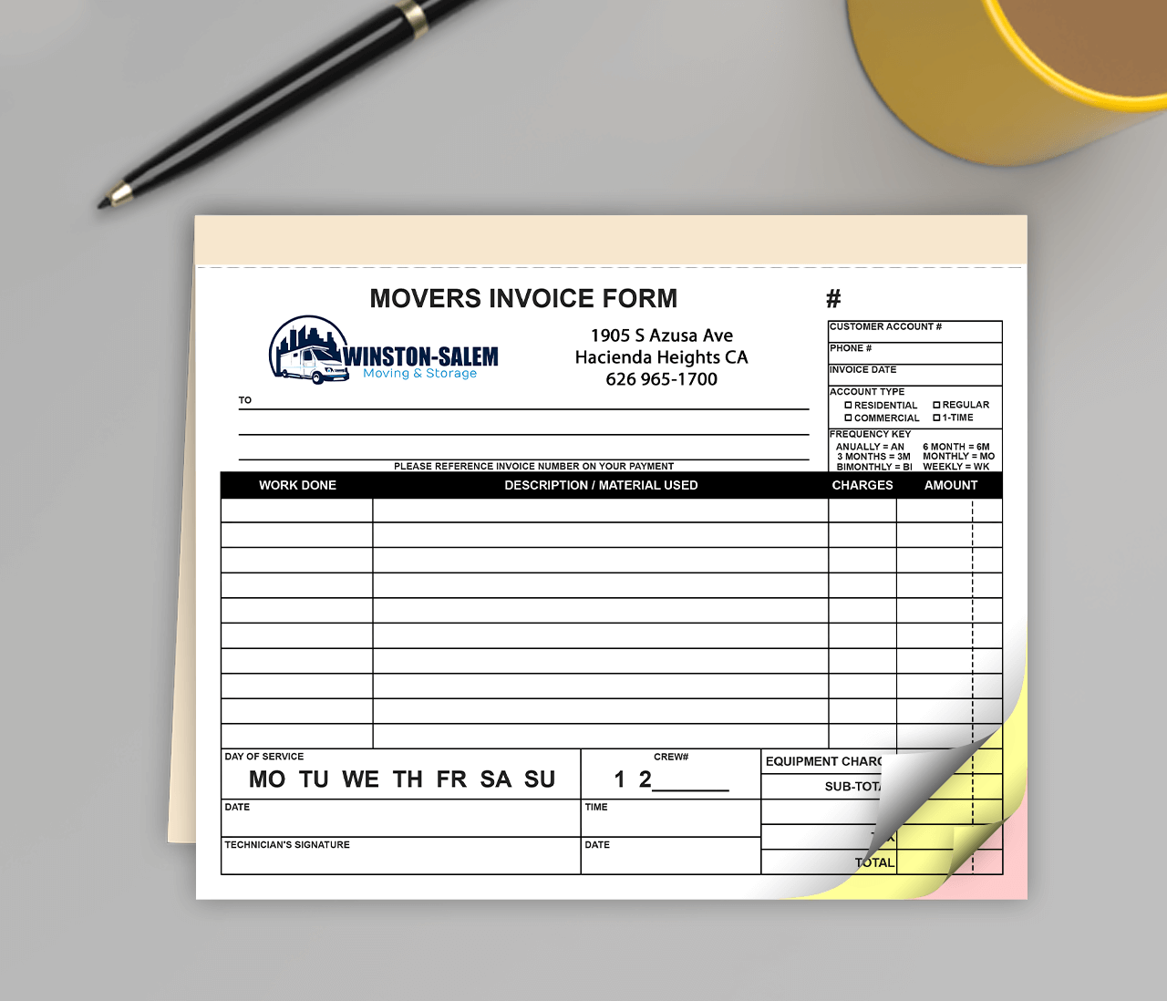 Movers Receipt Template